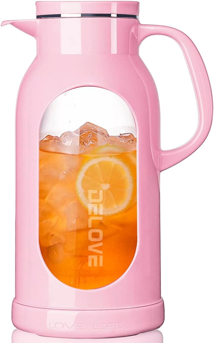 2 Liter/68 Oz Glass Pitcher with Shatterproof Shell - Heat Resistant ...