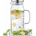 2 Liter 68 oz Glass Pitcher with Lid and Handle, Glass Carafe for Hot ...
