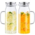 2 Liter 68 oz Glass Pitcher with Lid and Handle, Glass Carafe for Hot ...
