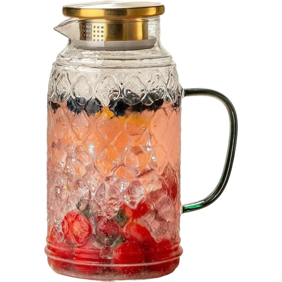 2 Liter Heat Resistant Borosilicate Glass Jug with Lid, Stovetop Safe ...
