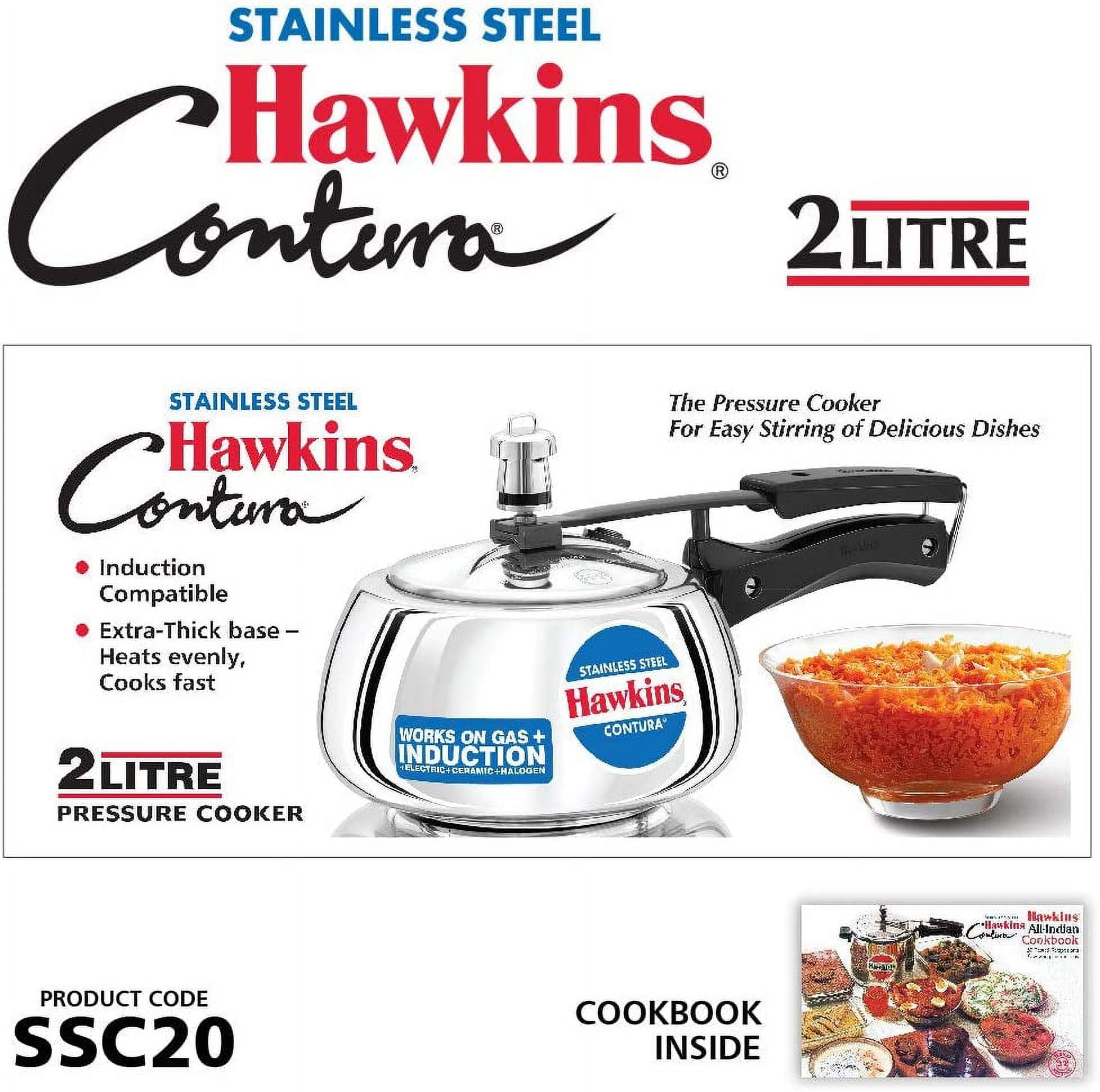 2 Litre Stainless Steel Pressure Cooker for 2-3 People, Silver ...