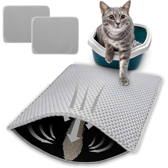 2- Litter Mat, Double Layer Honeycomb Proof Non-Slip Litter Trapping ...