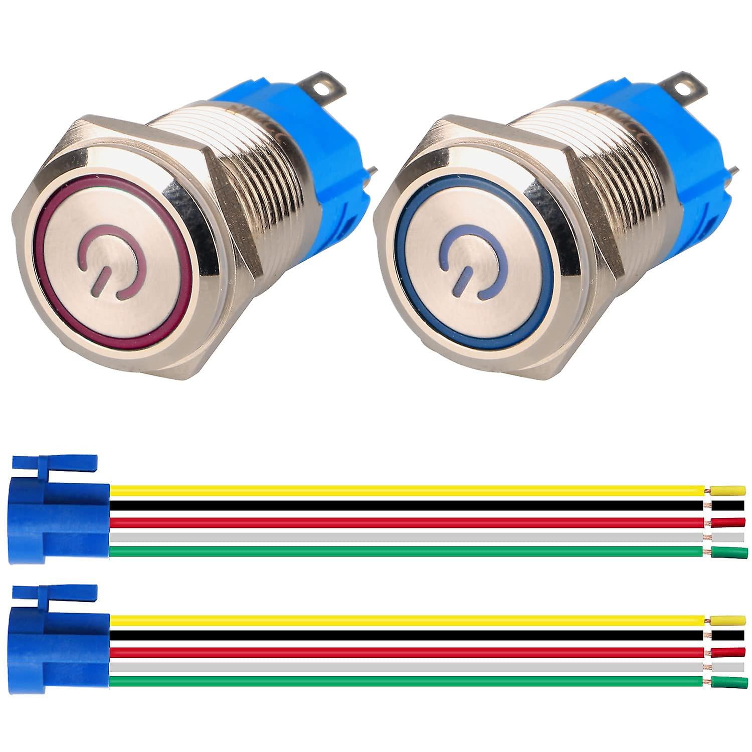 2 Locking Push Button Switches 1no1nc Stainless Steel Waterproof 220v ...
