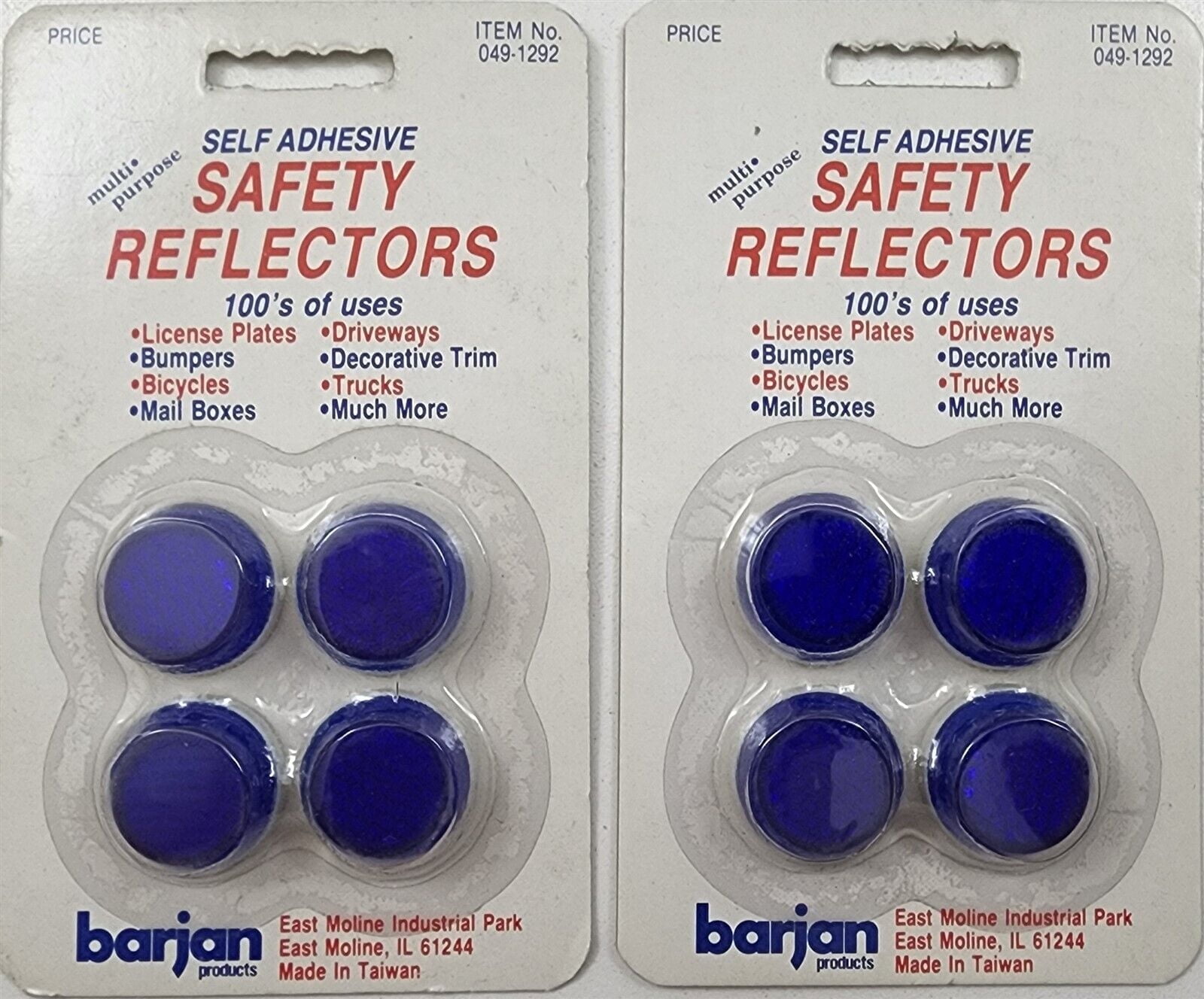 2 Lot Barjan 049-1292 Mini Blue Round Self Adhesive Safety Reflector -4 ...