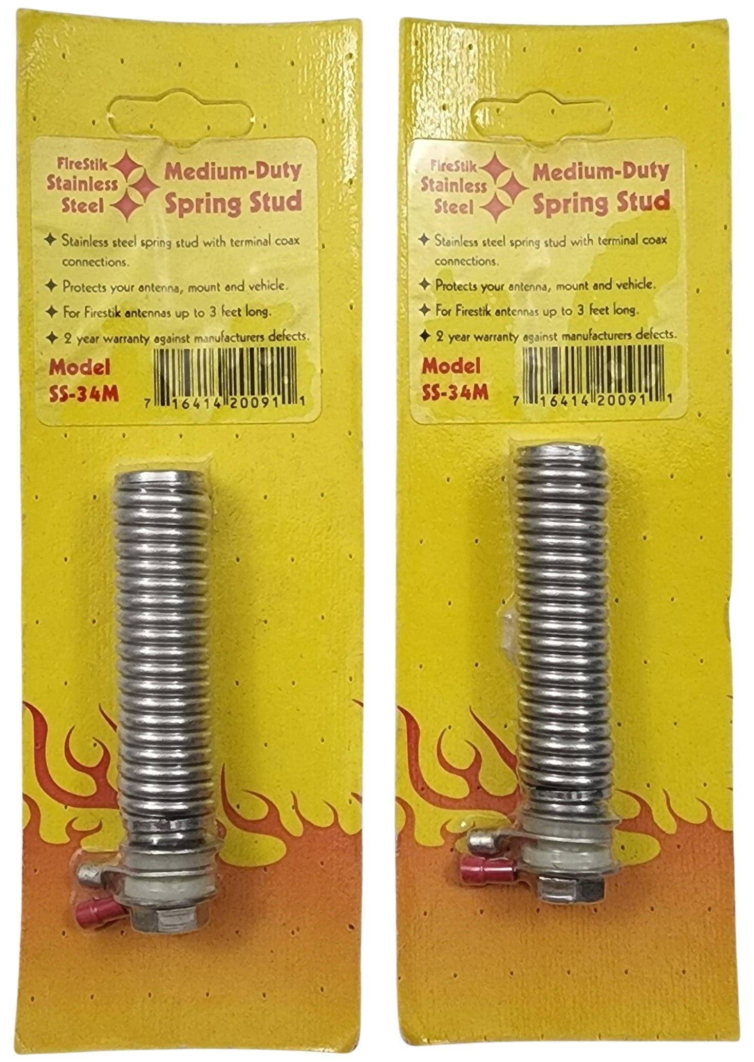 2 Lot FireStik SS-34M Crimp-on Stainless Medium Duty Spring Stud ...