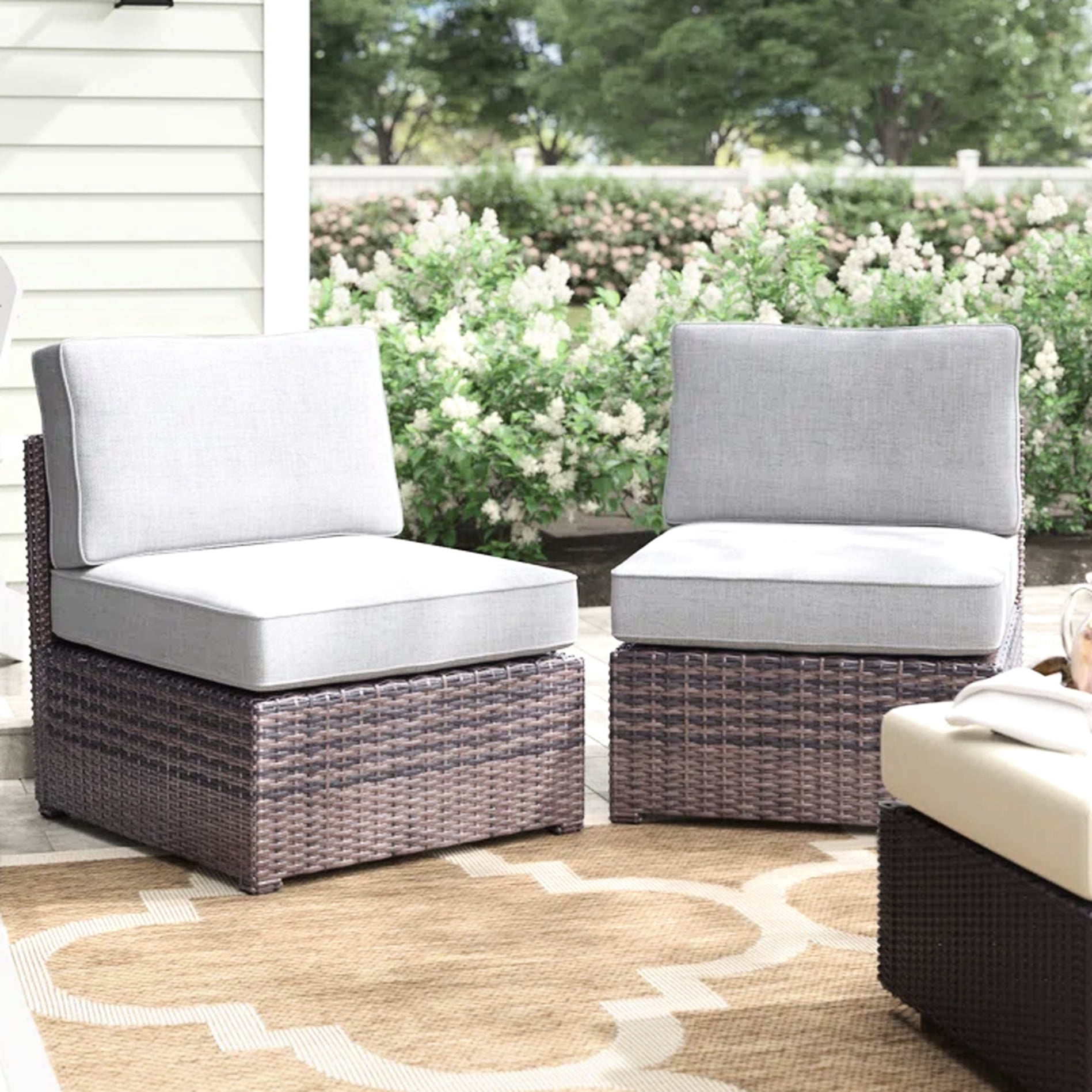 2 Lounge Chair With Cushions - Rust Frame, Stain Upholstery For Patio ...
