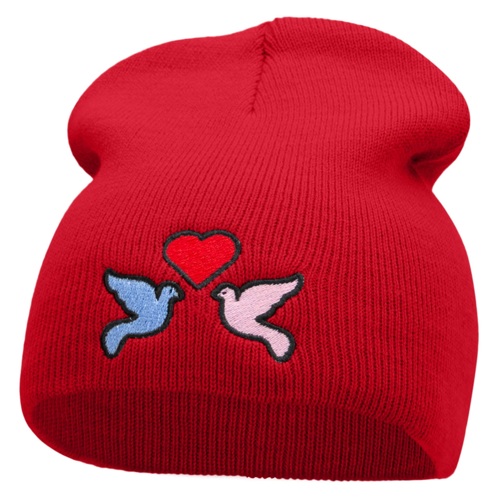 2 Love Birds Embroidered 8 Inch Short Beanie - Red OSFM - Walmart.com