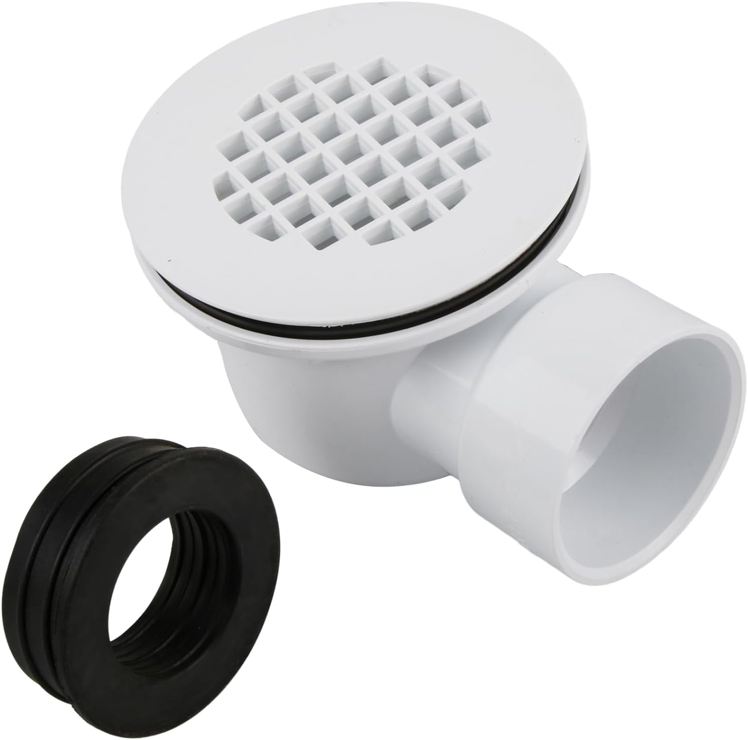 2" Low Profile Shower Drain with 2" x 1-1/2" Reducer Pipe Fitting and ...