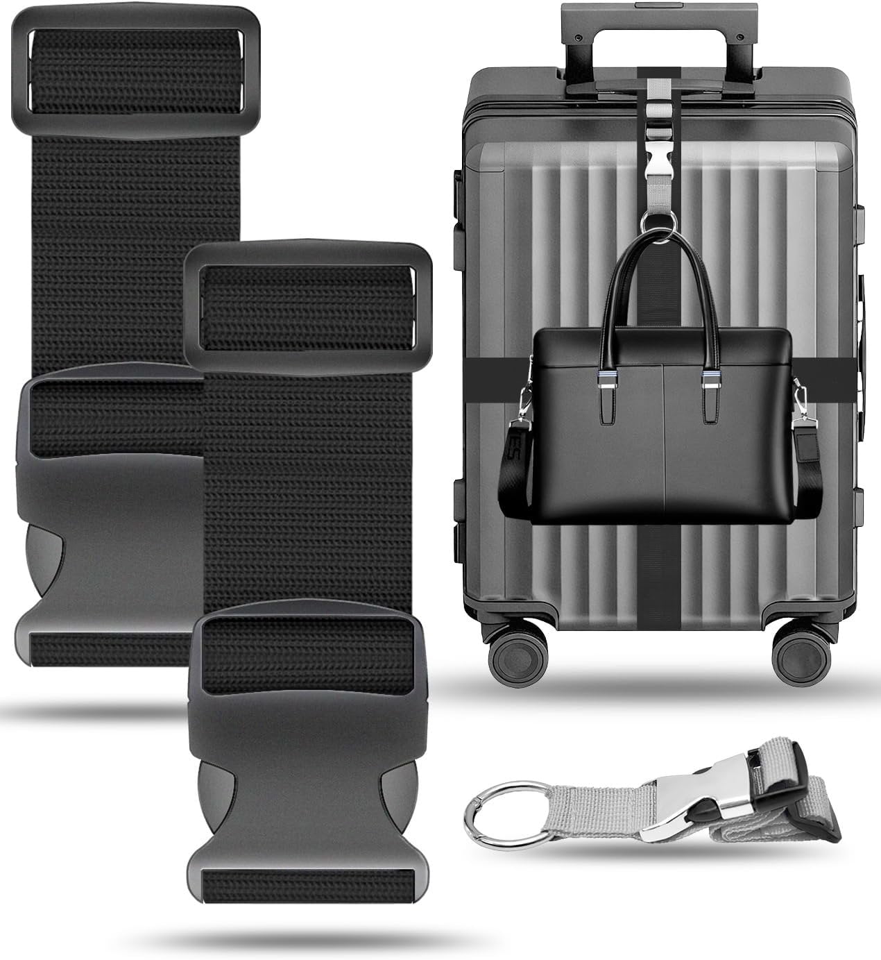 2 Luggage Straps for Suitcases Adjustable Bright Nylon Belt to Identify ...