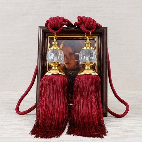2×Luxury Curtain Holdbacks Rope Tie Backs Tassel Tiebacks Beaded Ball ...
