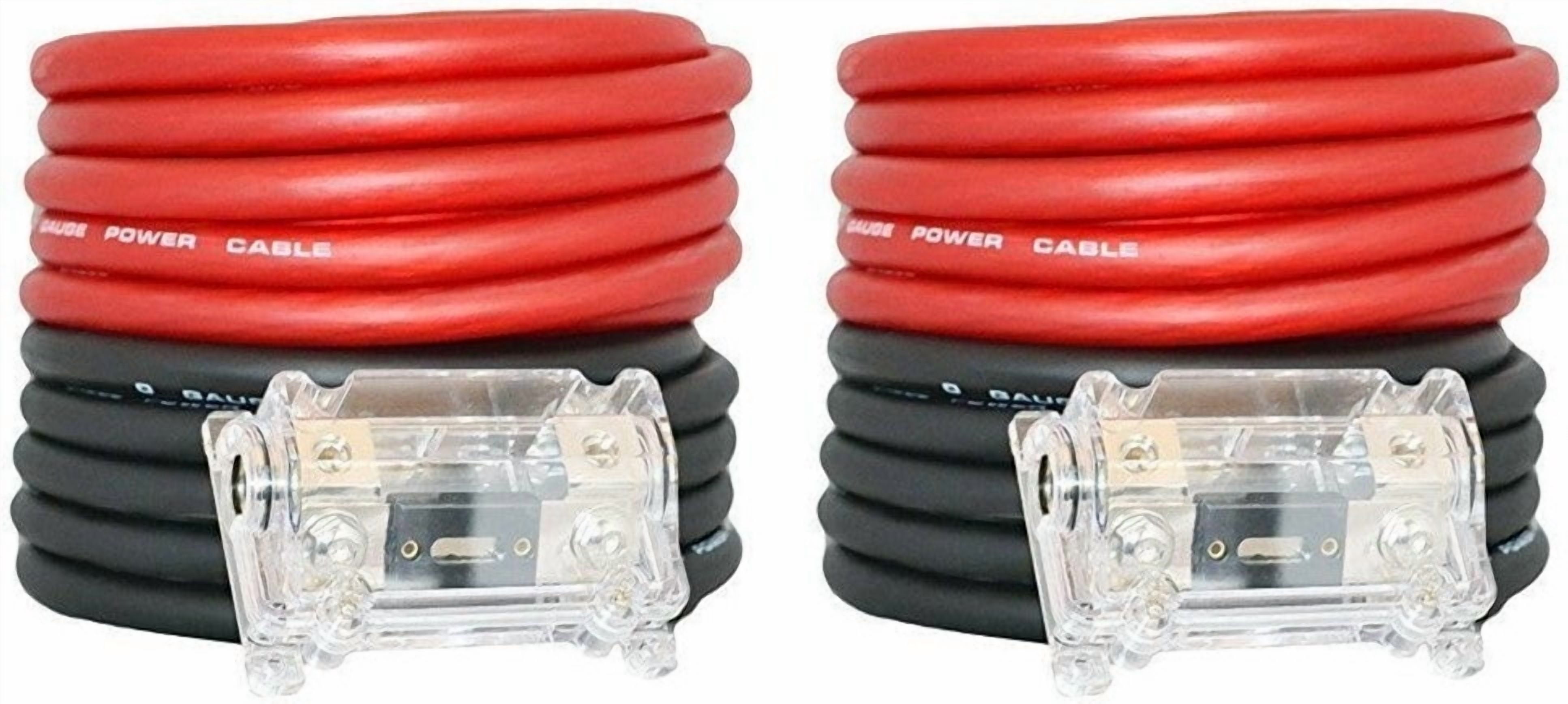 2 MK Audio KIT025RB 0 Gauge 50' Red/Black Power/Ground Wire Amplifier ...