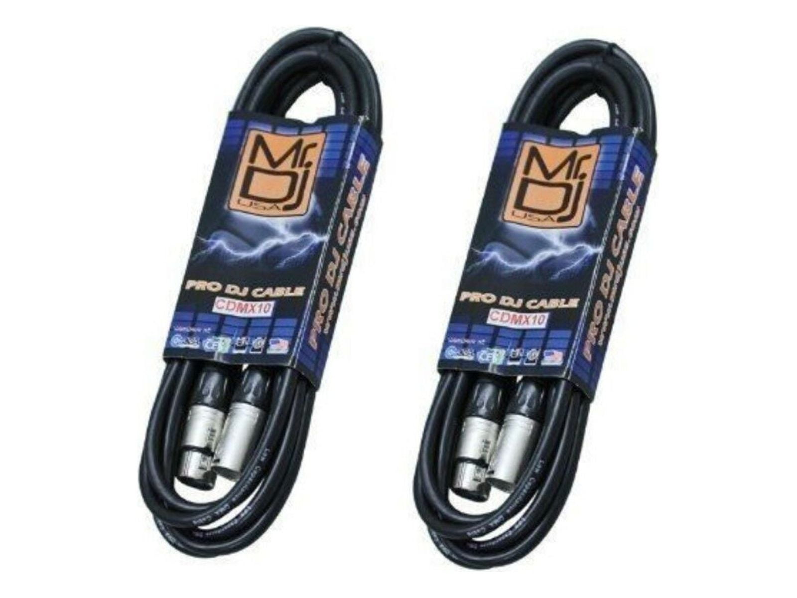 2 MR DJ 5 Pin DMX Shielded Lighting Cable 10' ft - Stage DJ XLR Data ...