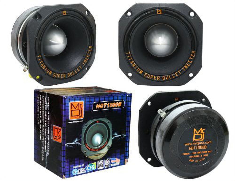 2 MR DJ HDT1000B 4-Inch Titanium Horn Bullet High Compression Tweeter ...