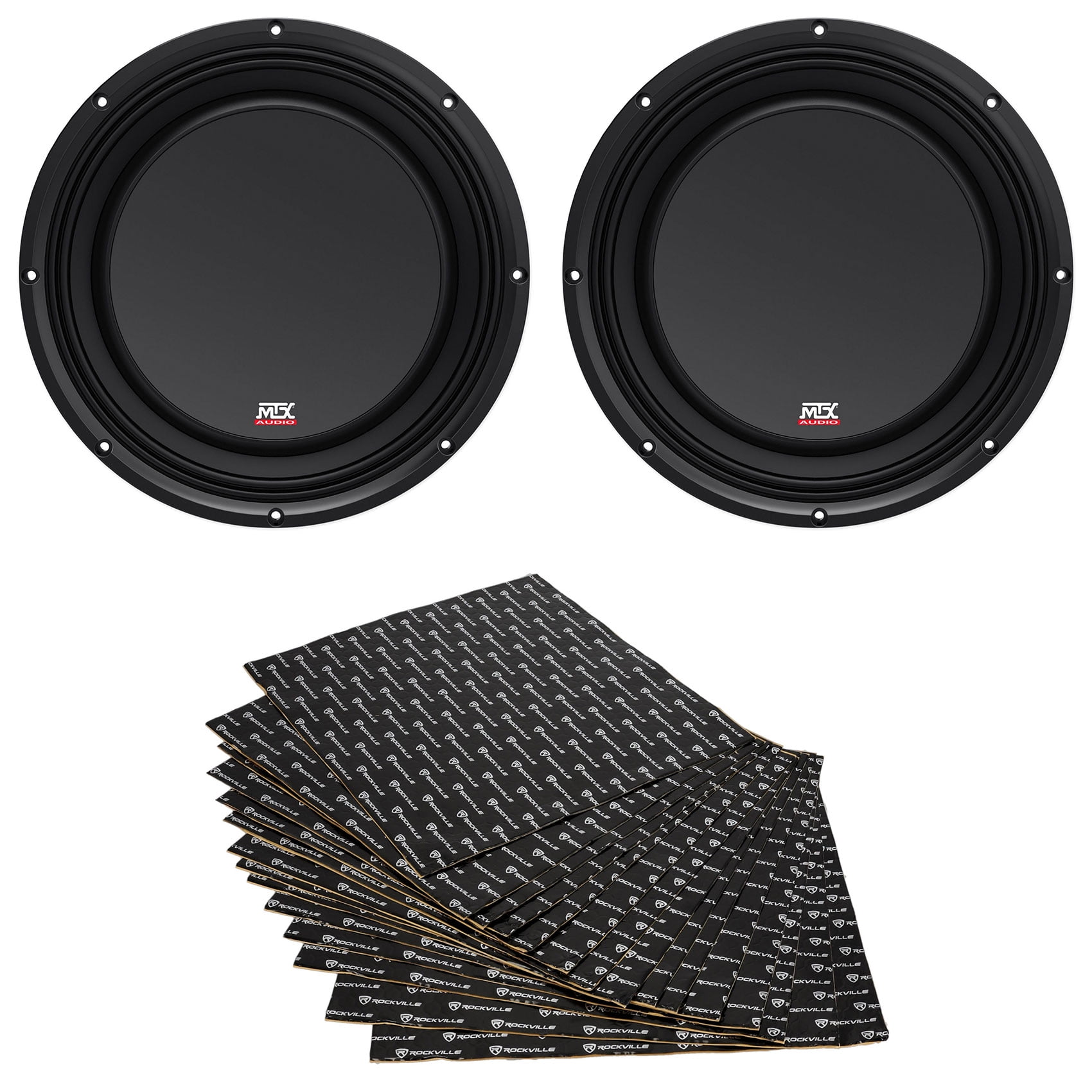 (2) MTX 3510-04S 10" 600w Shallow Mount Subwoofers+Sound Vibration ...