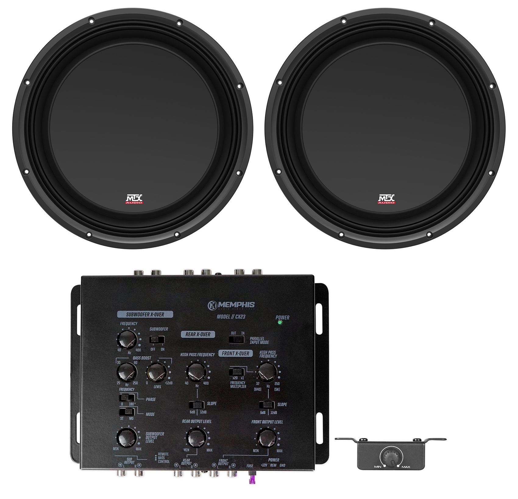 (2) MTX 3512-04S 12" 600 Watt Shallow Subwoofers Slim Subs+Memphis ...