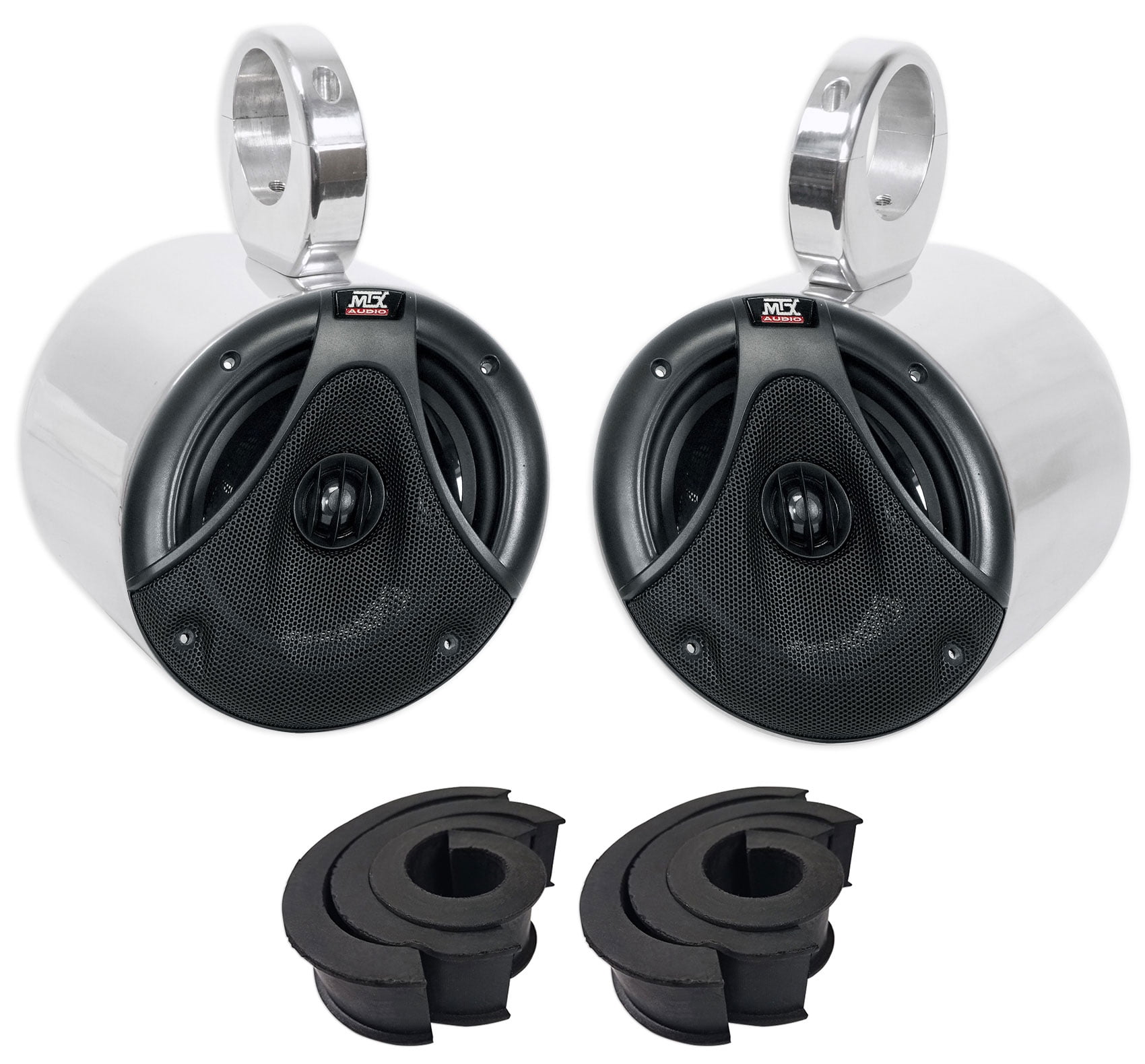 2) MTX 6.5" 150w Silver Marine Roll Bar/Cage Tower Speakers For ATV/UTV ...
