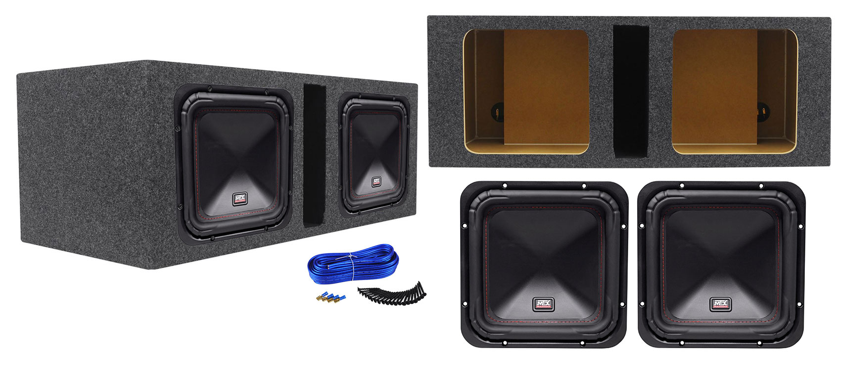 (2) MTX S6510-44 10" 1000 Watt RMS Car Audio Subwoofers+Vented Sub Box ...