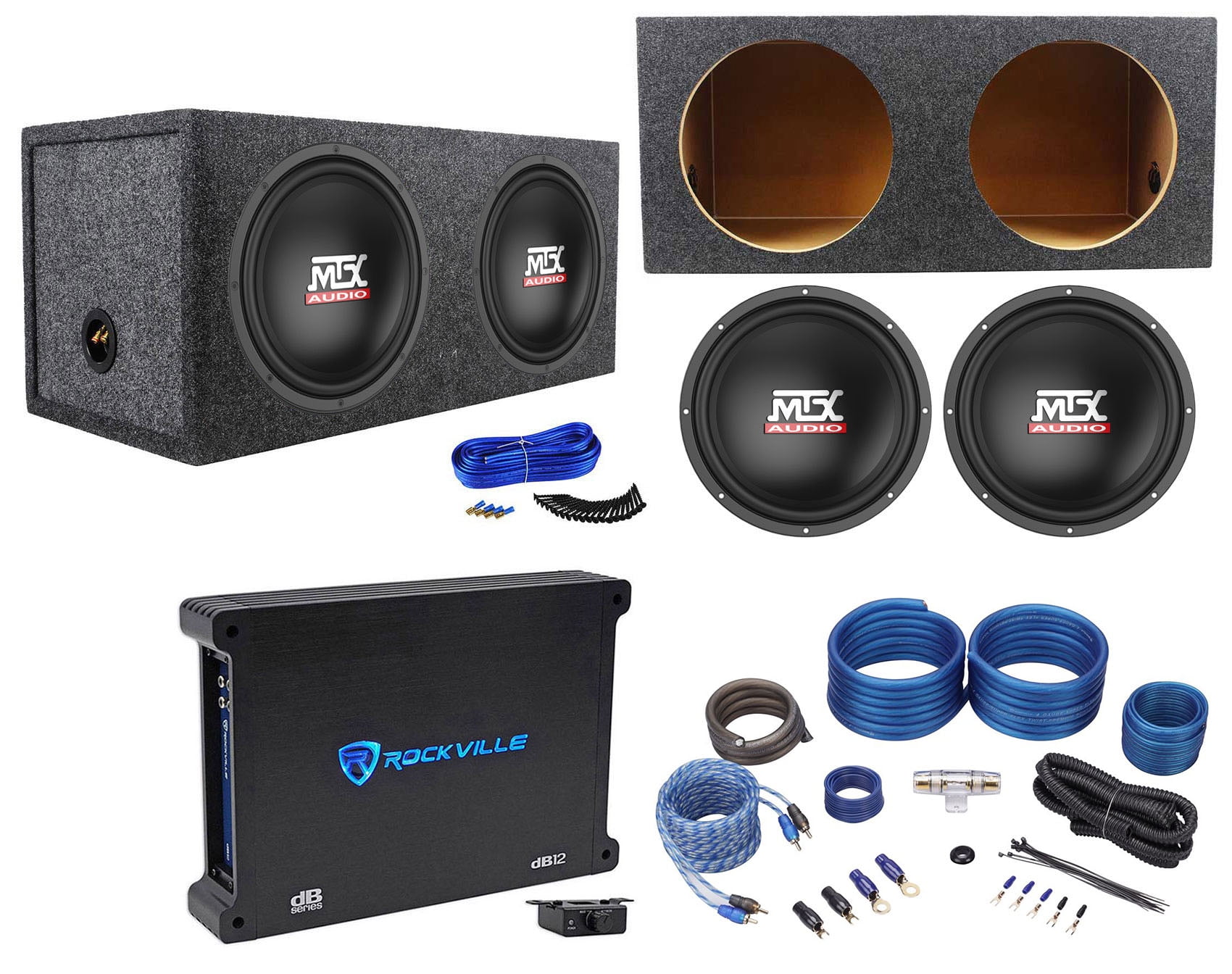 (2) MTX Terminator TN12-04 12” 800w Subwoofers+Sealed Box+Mono ...