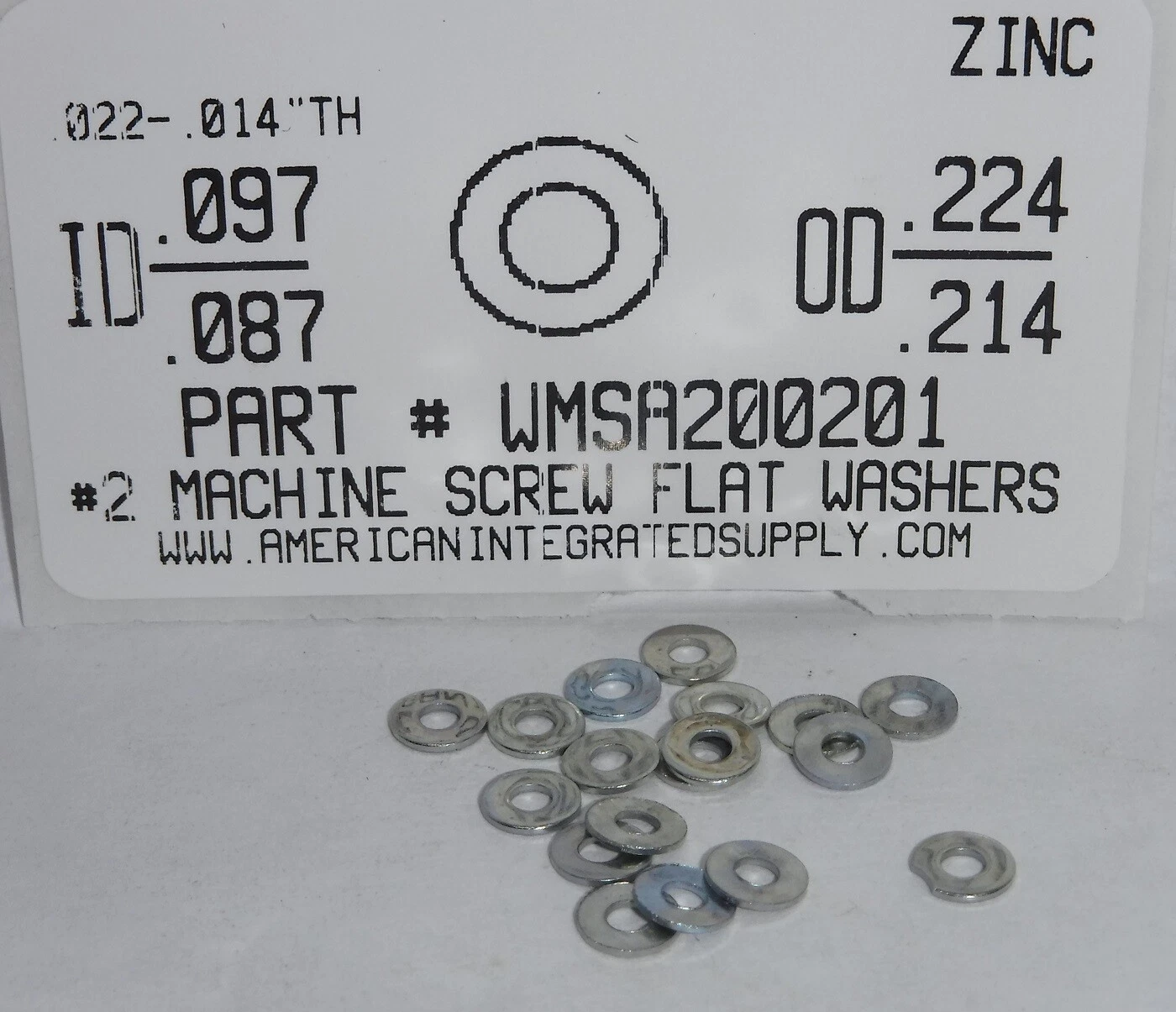 #2 Machine Screw Flat Washers Steel Zinc Plated 3/32Idx7/32Od Nominal ...