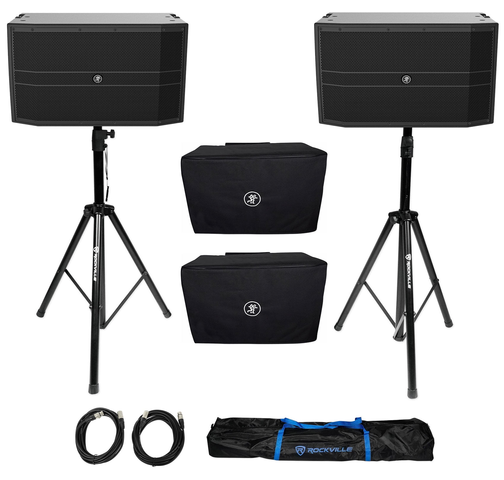 (2) Mackie DRM12A 2000 Watt 12" Arrayable Powered DJ PA Speakers+Covers ...