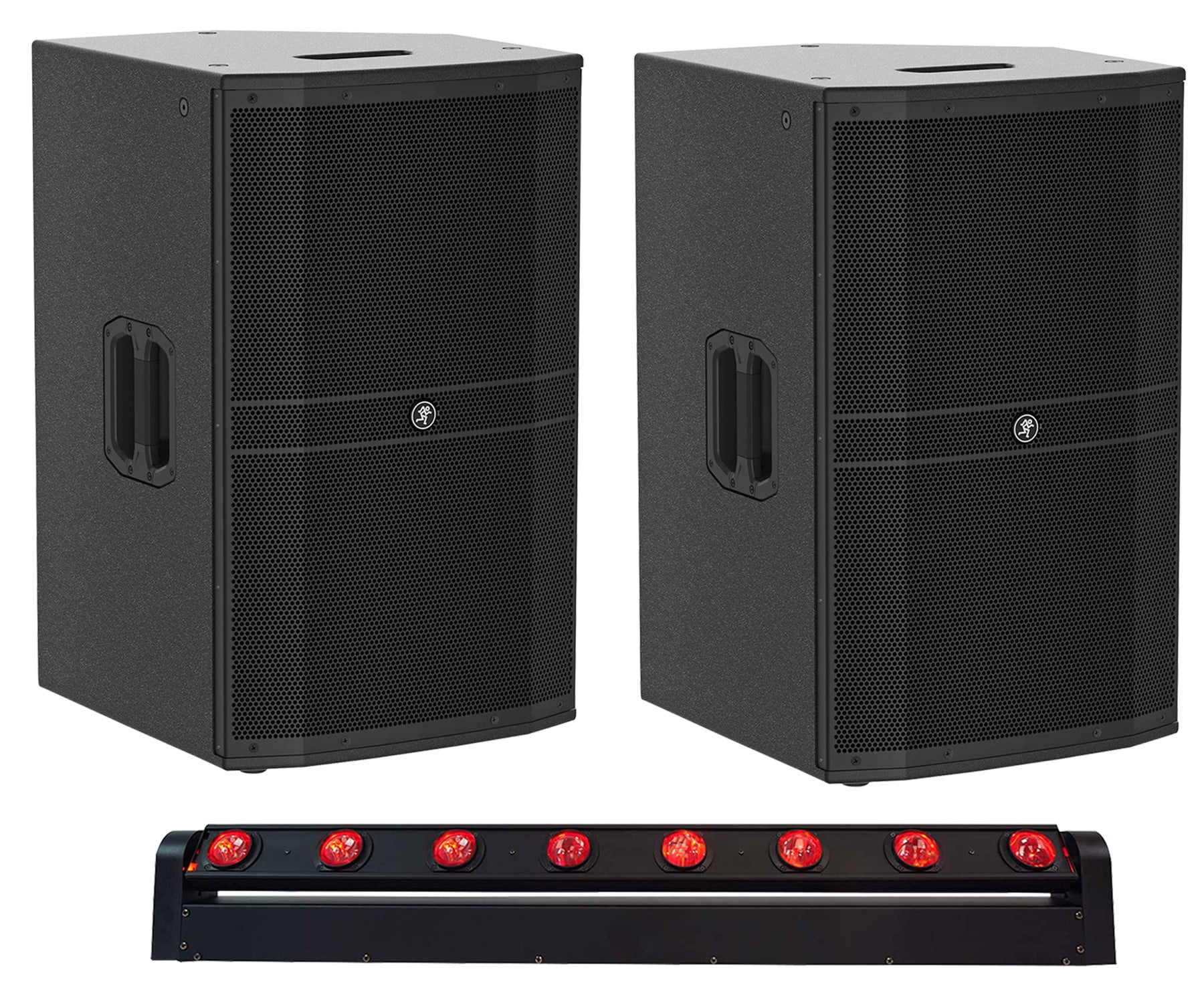 (2) Mackie DRM215-P 15" 1600w Passive DJ PA Speakers+Motorized Moving ...