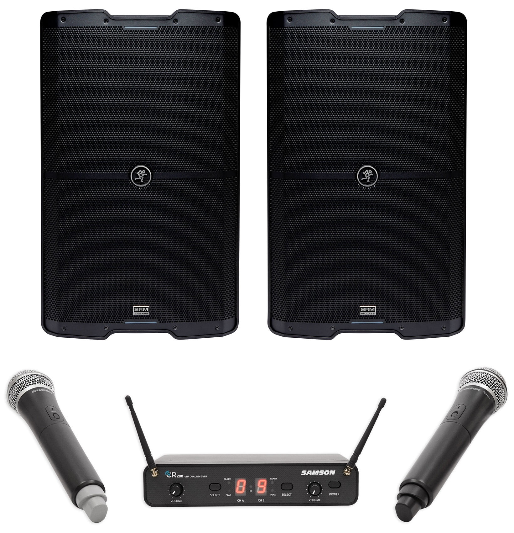 2) Mackie SRM215 V-Class 15” 2000w Bluetooth PA DJ Speakers+Wireless ...