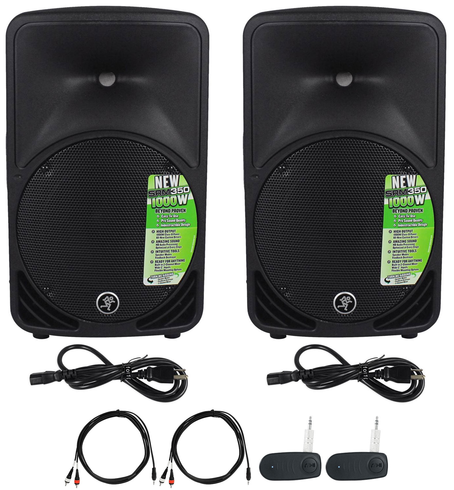 (2) Mackie SRM350V3 SRM350-V3 1000w 10" Powered PA Speaker w/Wireless ...