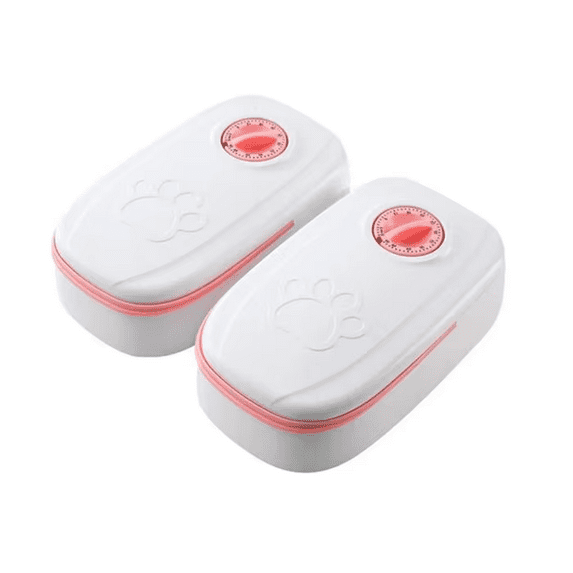 2 Meals Timed Automatic Dog Feeder Dual Bowls Smart Cat Food Dispenser ...