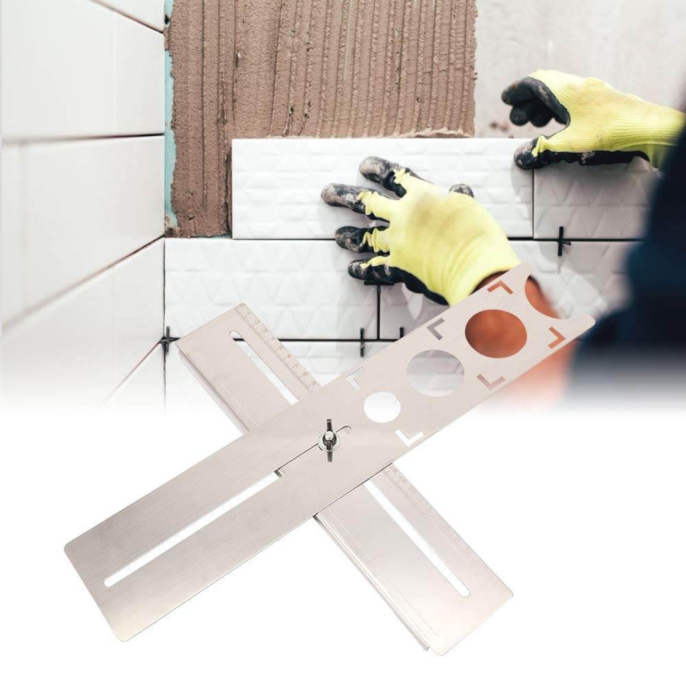 2 * Measuring Tool Adjustable Stainless Steel Tile Hole Locator Ruler ...