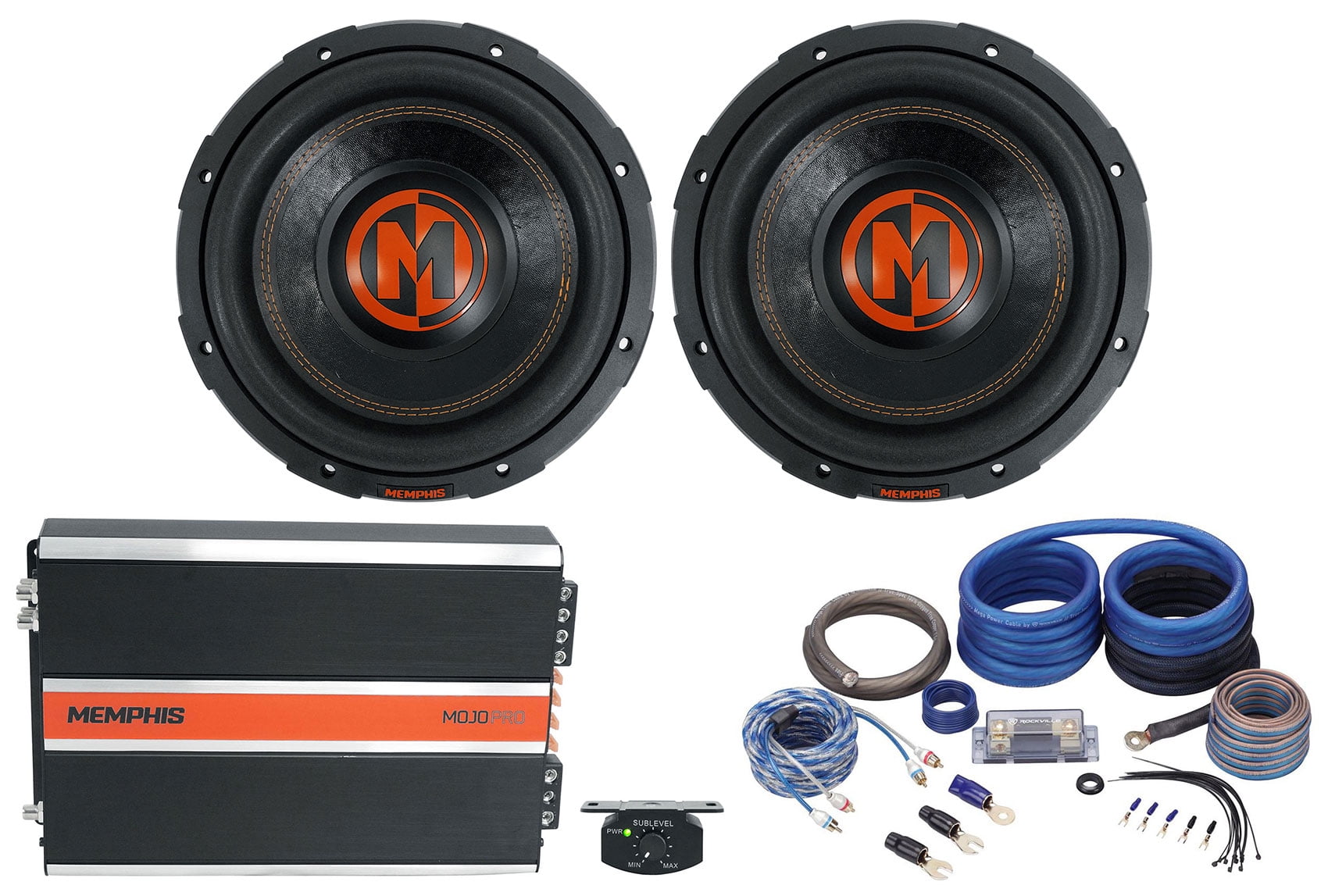(2) Memphis Audio MJP1044 10 inch 1500 Watt MOJO Subwoofers+Mono ...
