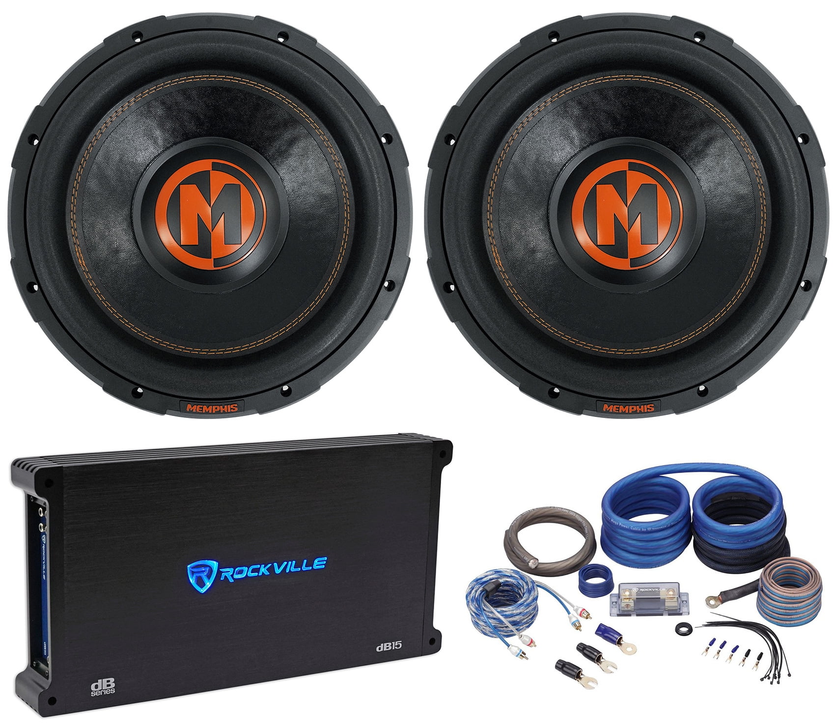 2 Memphis Audio MJP1222 12" 1500 Watt MOJO Car Subwoofers+Mono ...
