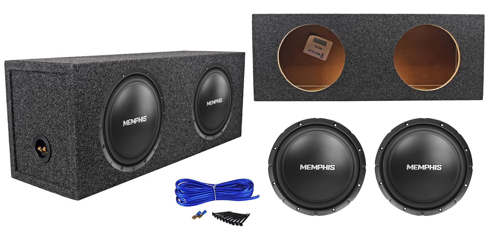 (2) Memphis Audio SRX1040 10" 400w SRX 4 Ohm Subwoofers+Sealed Sub Box ...