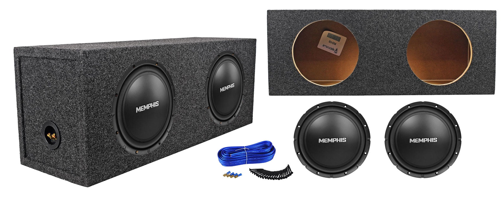 (2) Memphis Audio SRX1044 10" 800w SRX Car Subwoofers+Sealed Sub Box ...