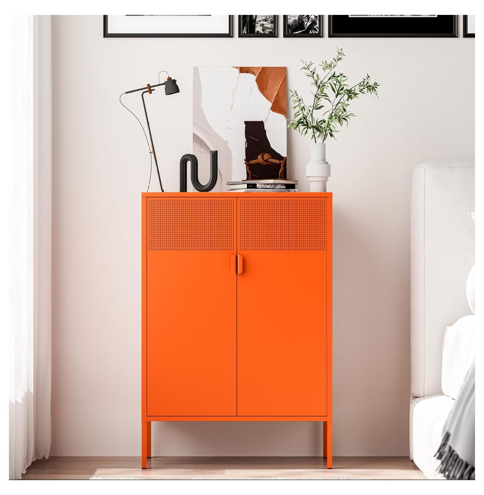 2 Mesh Door Metal Storage Cabinet with Adjustable Shelves, Multipurpose ...