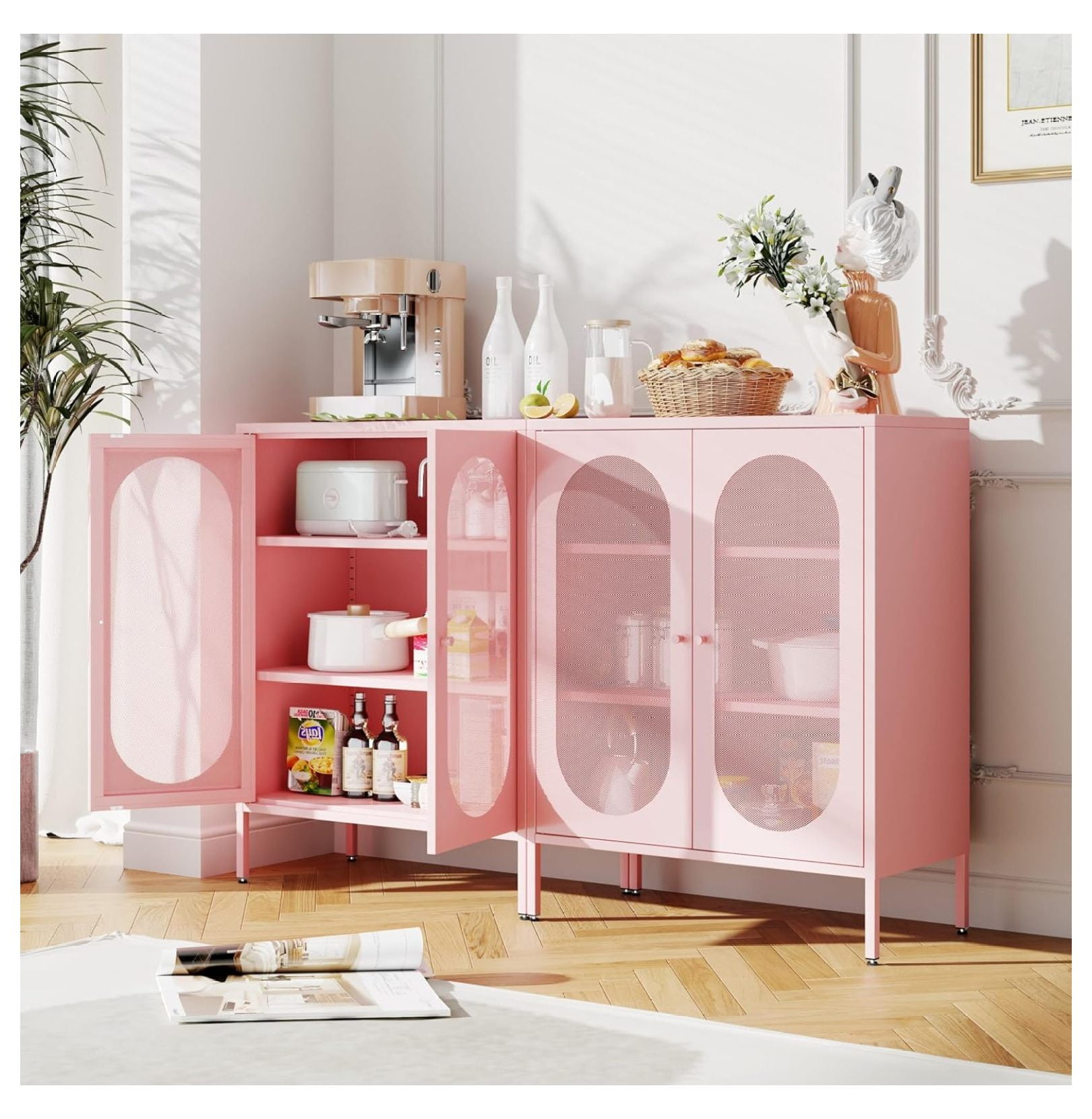 2 Mesh Door Metal Storage Cabinet for Bed Room,Living Room,Home,Hotel ...