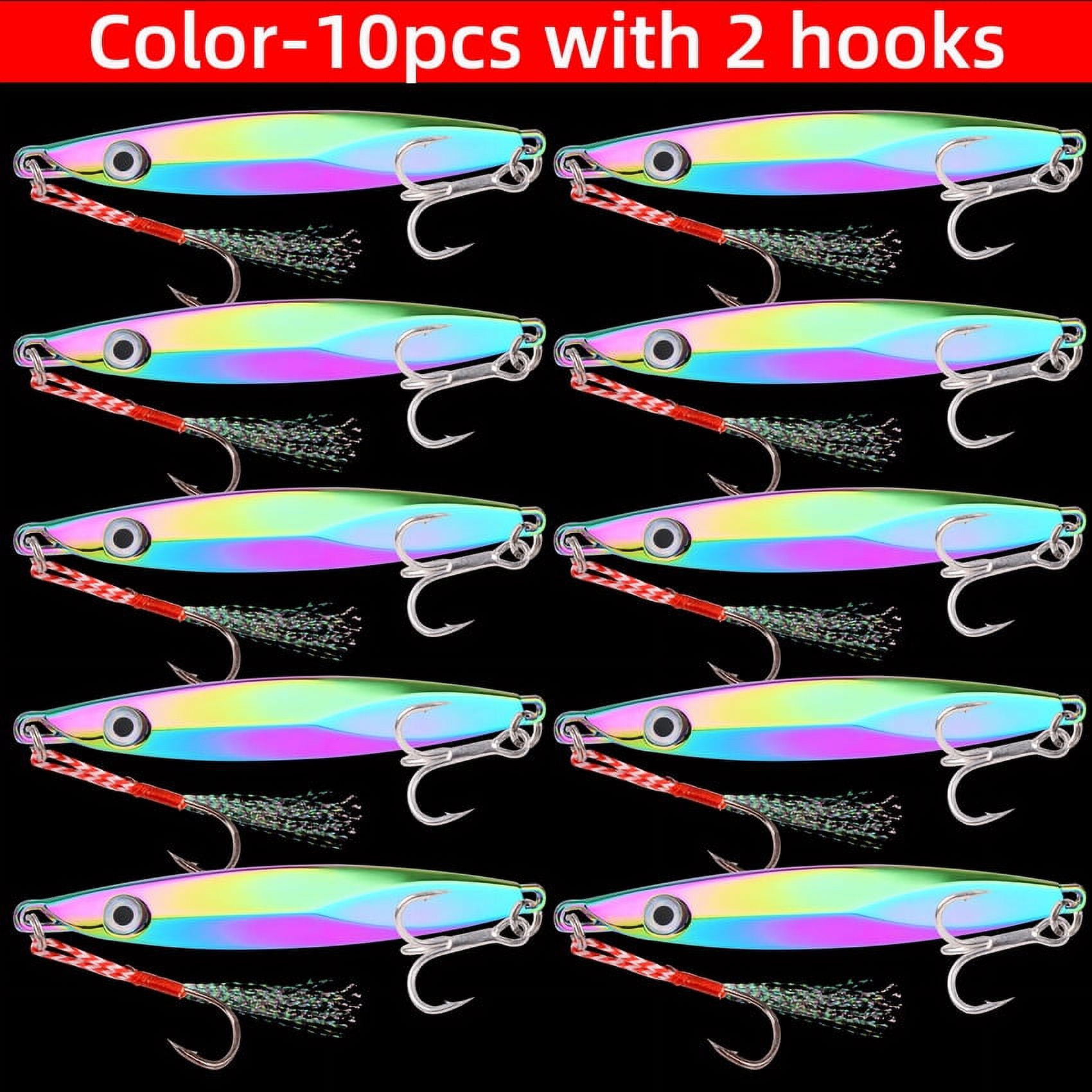 2 of Metal Cast Jigging Lures Set 10g-60g Spinner Spoon Fishing Lures Sinking Far Casting ...