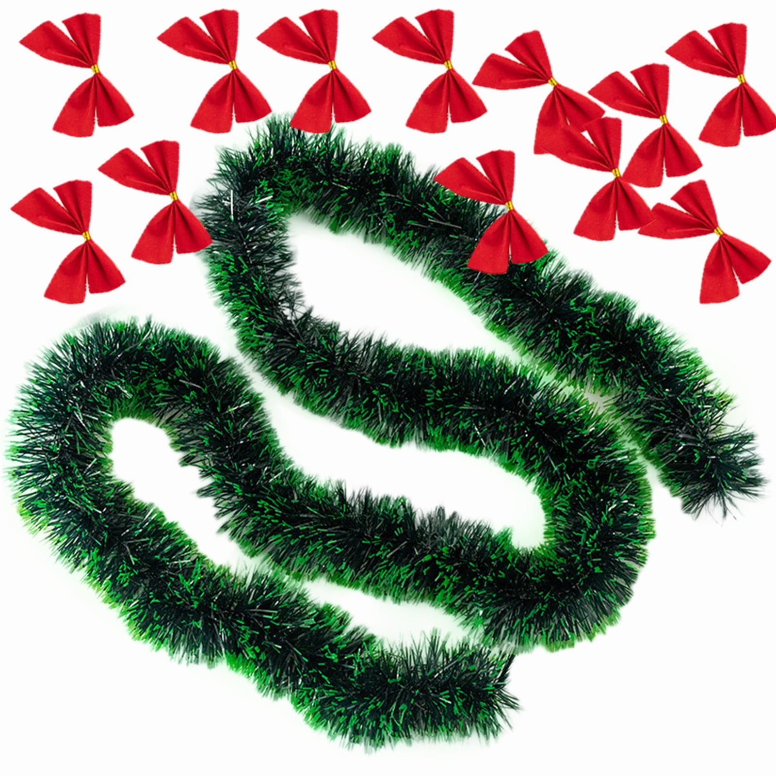 2 Meter Christmas Garland with Snowflake Edging | Green & White Trimmed ...