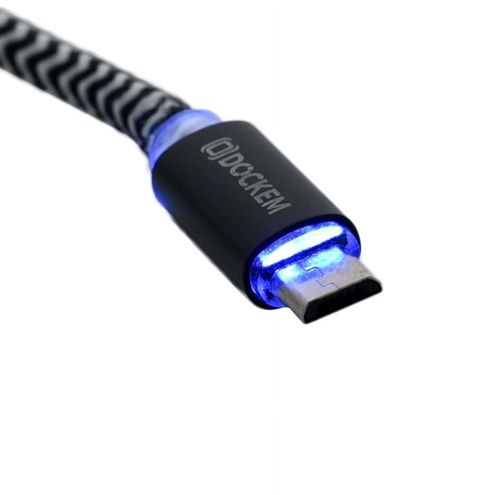 2 Meter LED Micro USB Cable with Auto-OFF LED; Fabric Coated Charging ...