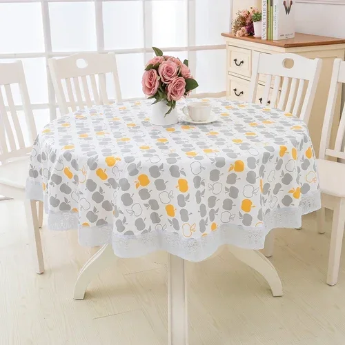 2 Meter Lace Edge Circular Coffee Table Mat PVC Circular Tablecloth ...