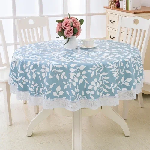 2 Meter Lace Edge Circular Coffee Table Mat PVC Circular Tablecloth ...