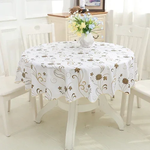 2 Meter Lace Edge Circular Coffee Table Mat PVC Circular Tablecloth ...