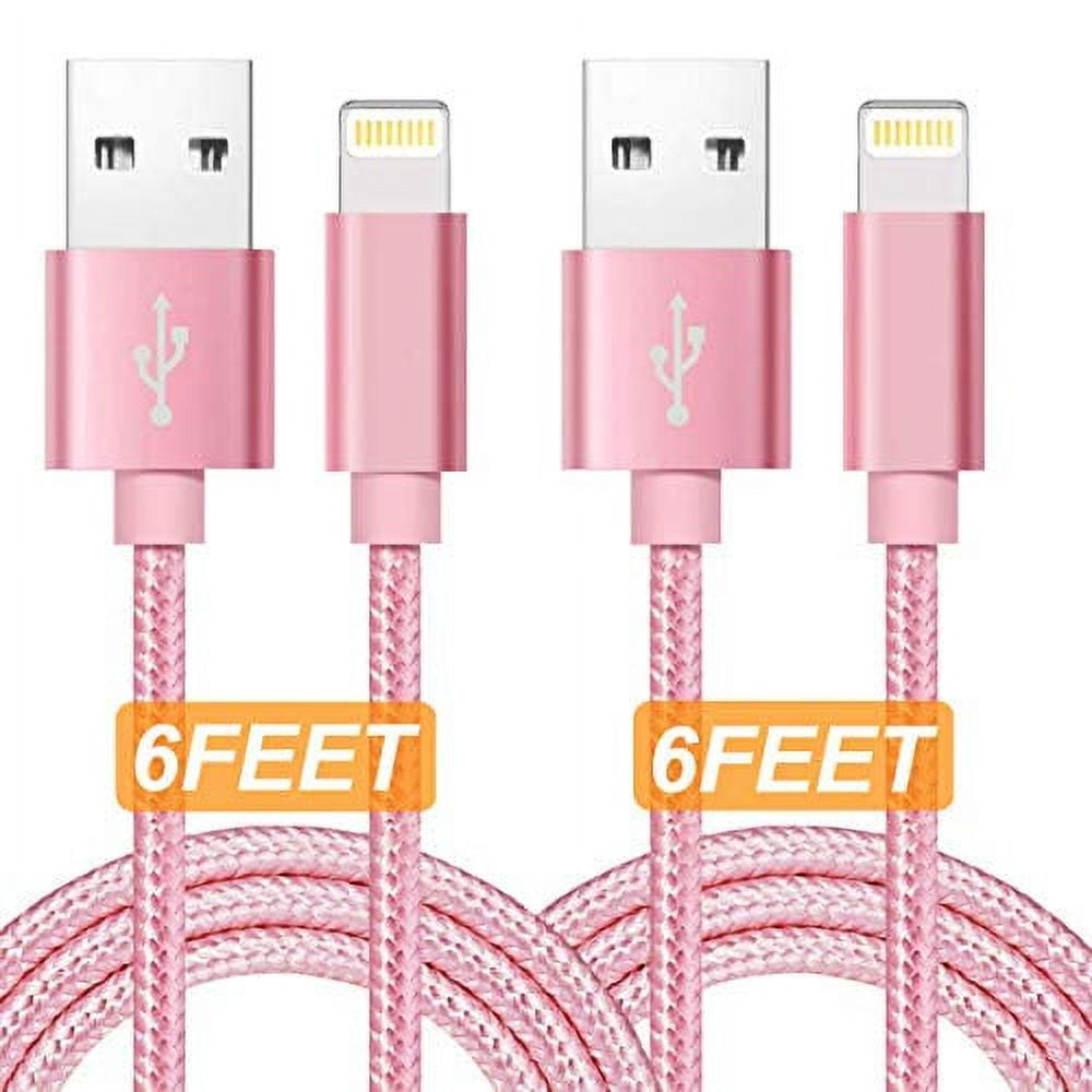 2 Meter Phone Charger Cable, 6FT Nylon Braided USB Fast Charging Cable ...