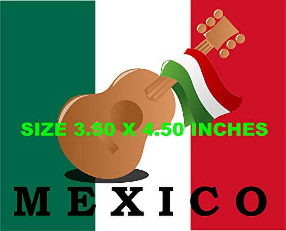 2 Mexico Flag Sticker, CAR, Decal, Mexican Guitar Flag Symbol - Walmart.com