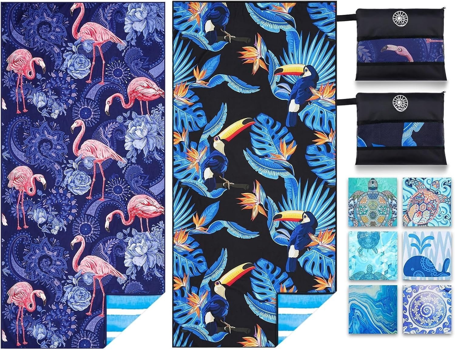 2 Microfiber Lightweight Beach Towel Sand Quick Dry Absorbent Thin ...