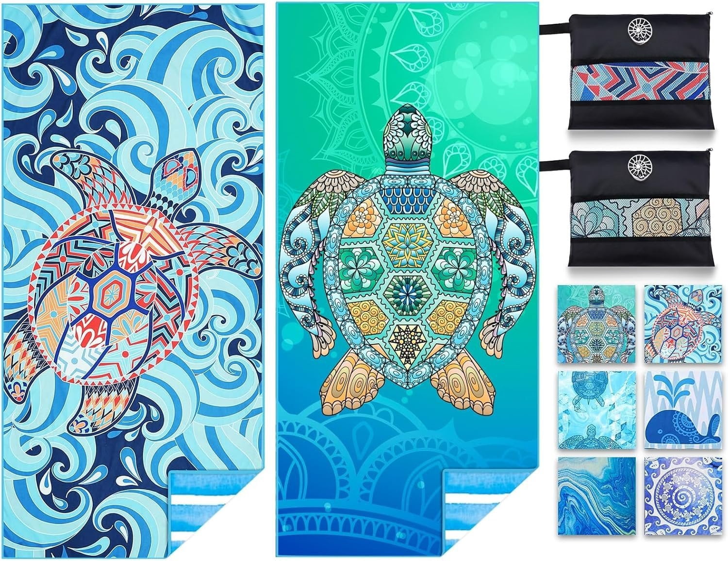 2 Microfiber Lightweight Beach Towel Sand Quick Dry Absorbent Thin ...