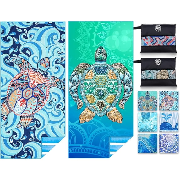 2 Microfiber Lightweight Beach Towel Sand Quick Dry Absorbent Thin ...