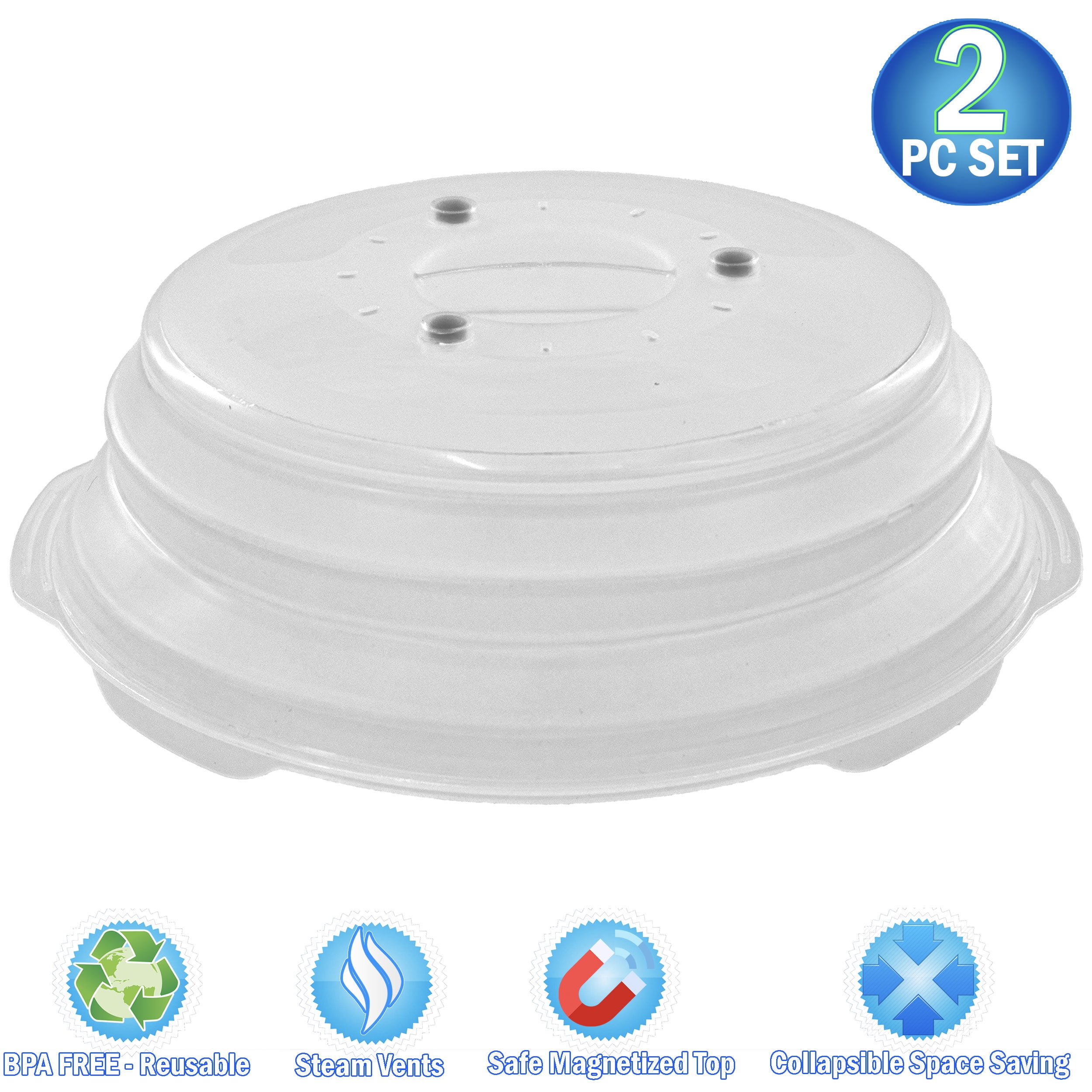 2 Microwave Hovering Anti Splattering Magnetic Food Lid Cover Guard ...