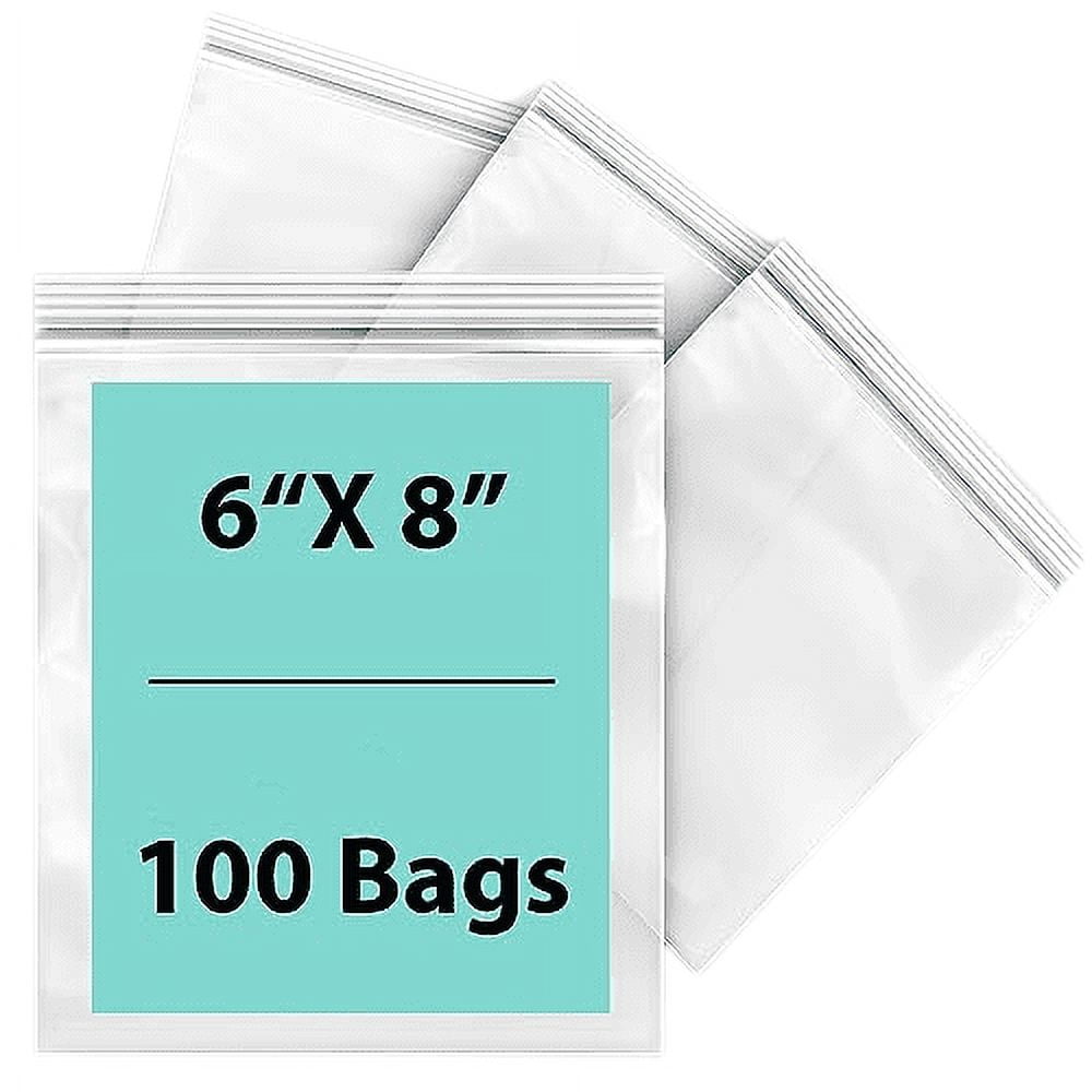 2 Mil Clear Reclosable Zipper Poly Bags with Resealable Zip Top Lock -6 ...