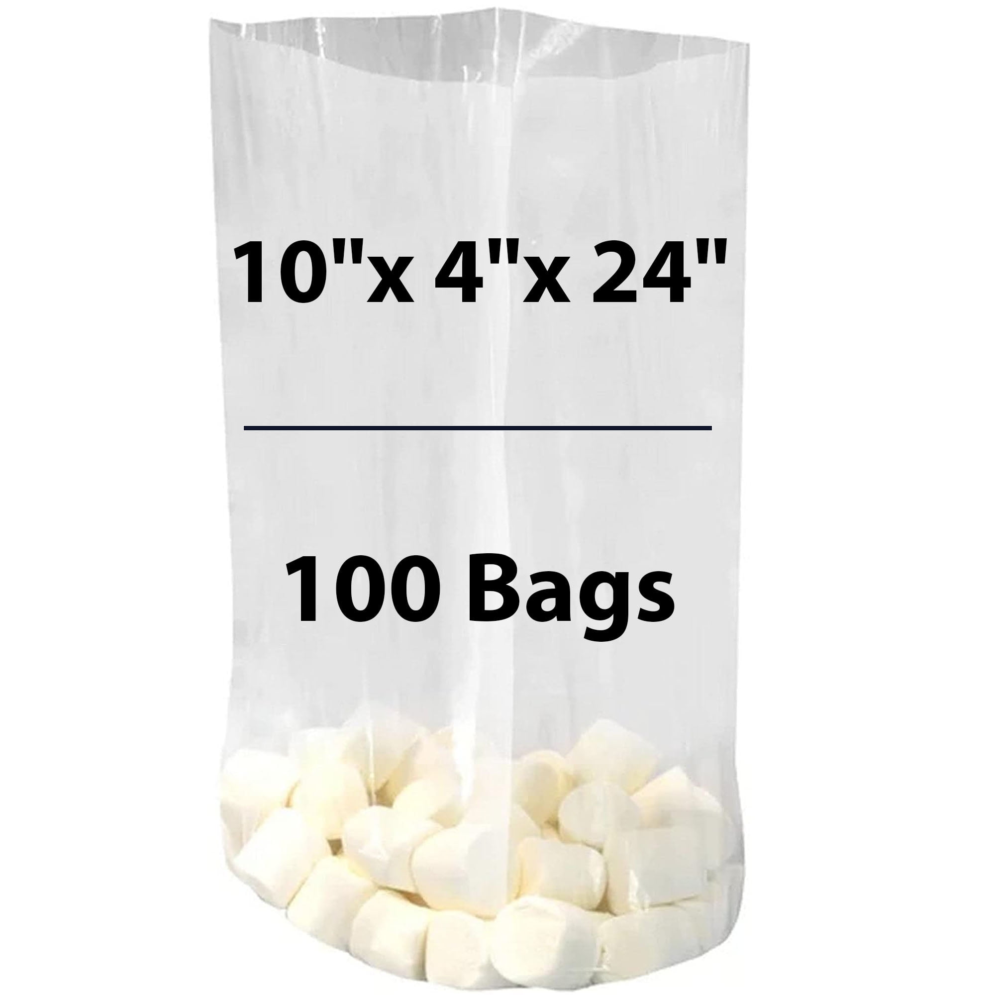 2 Mil Expandable Gusseted Poly Bags LDPE - 10"X4"X24" & (100 Bags ...