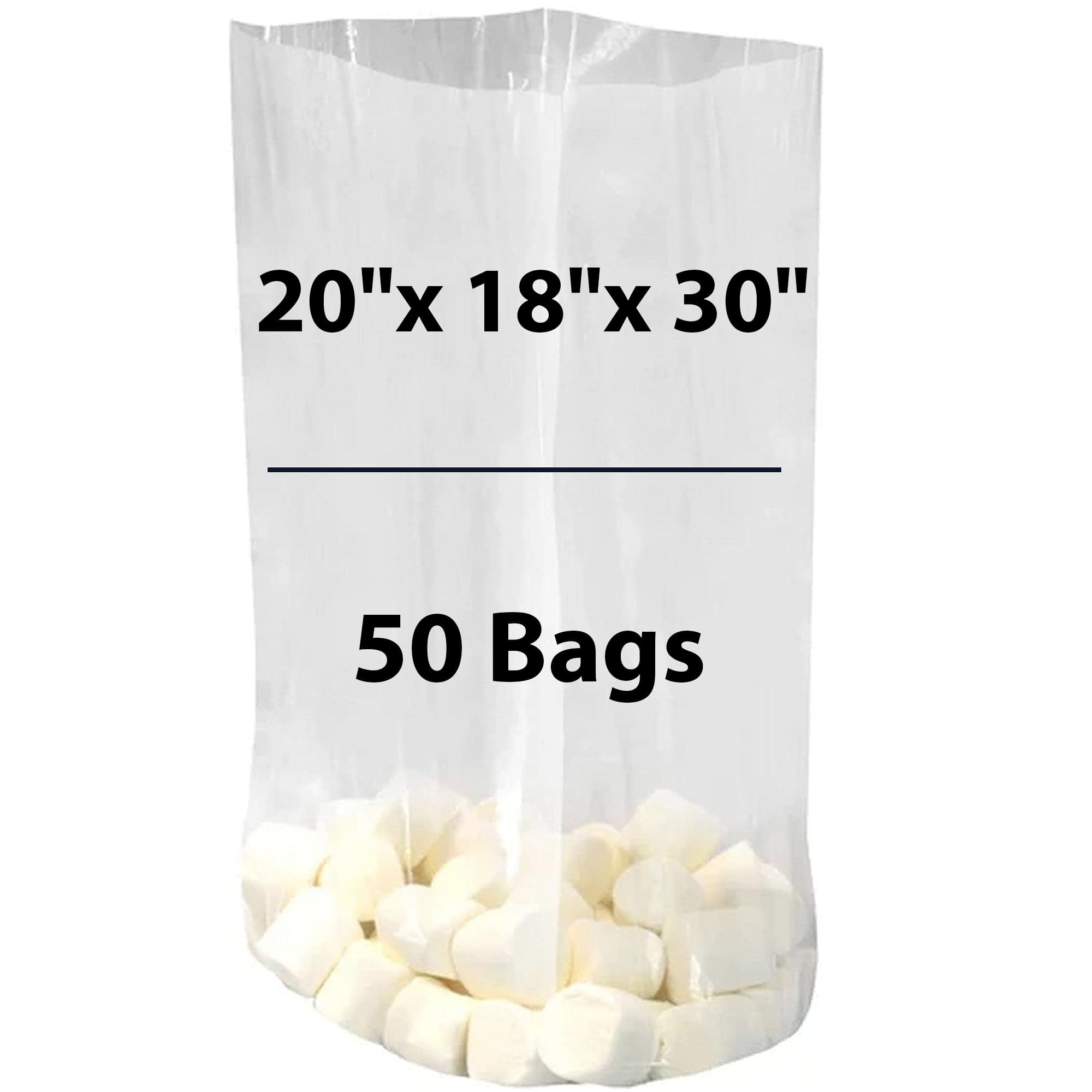 2 Mil Expandable Gusseted Poly Bags LDPE - 20"X18"X30" & (50 Bags ...